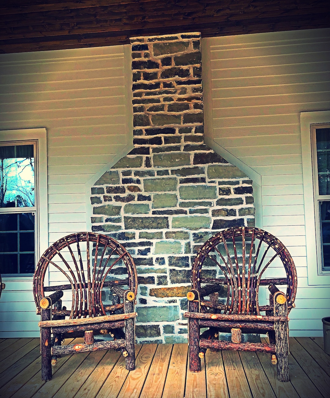 Two Handmade Bentwood Twig Willow Chairs Rústico Style Shipping ...