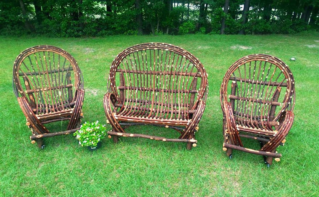 Willow Furniture 3 Piece Set * Willow Loveseat and 2 Handmade Willow ...