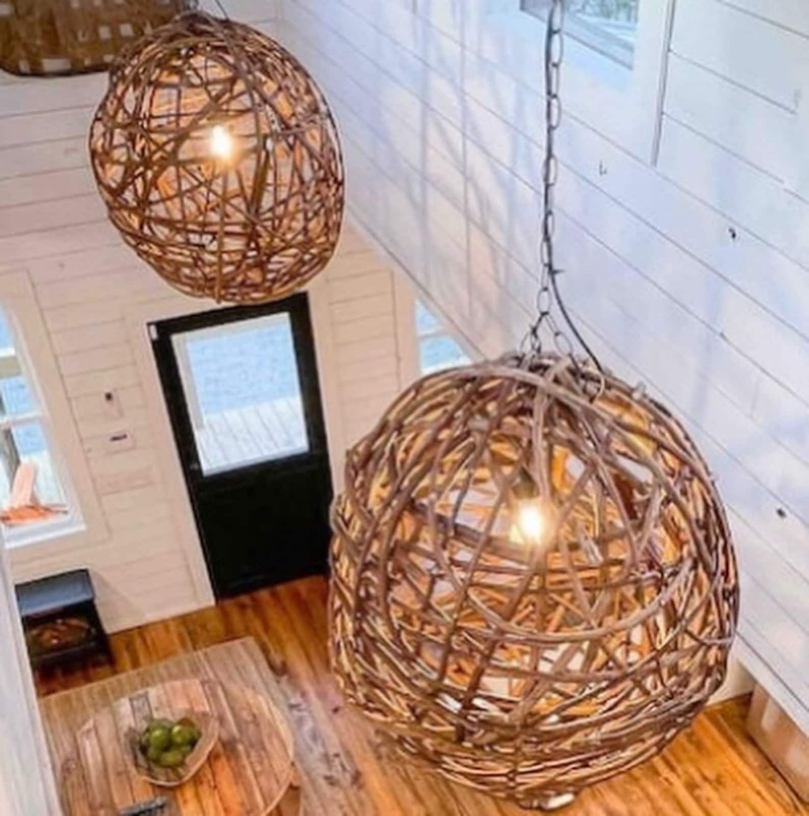 Large Twig Ball Lighting Fixture Twig Sphere Chandelier - Etsy
