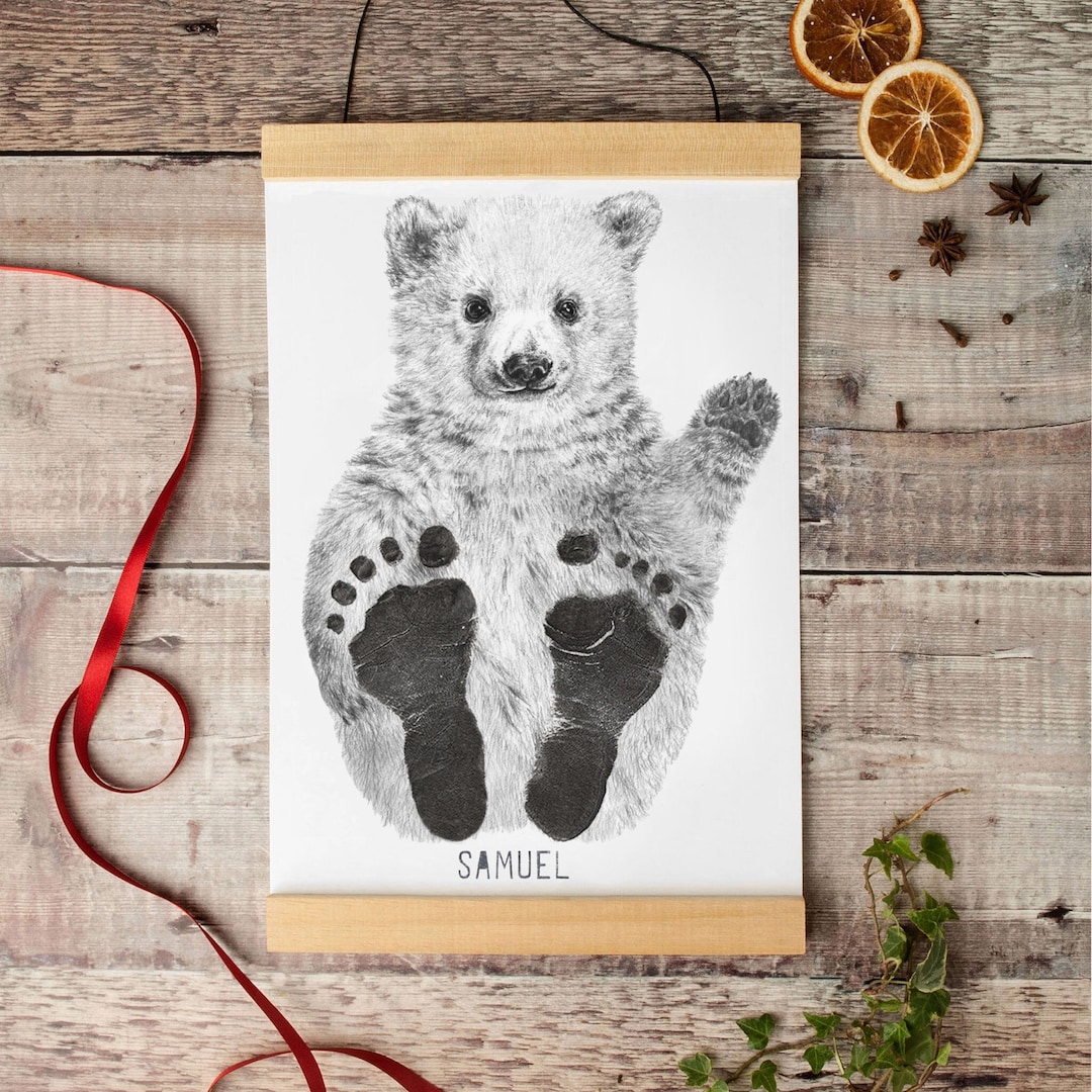 Personalised Baby Polar Bear Footprint Kit - Etsy
