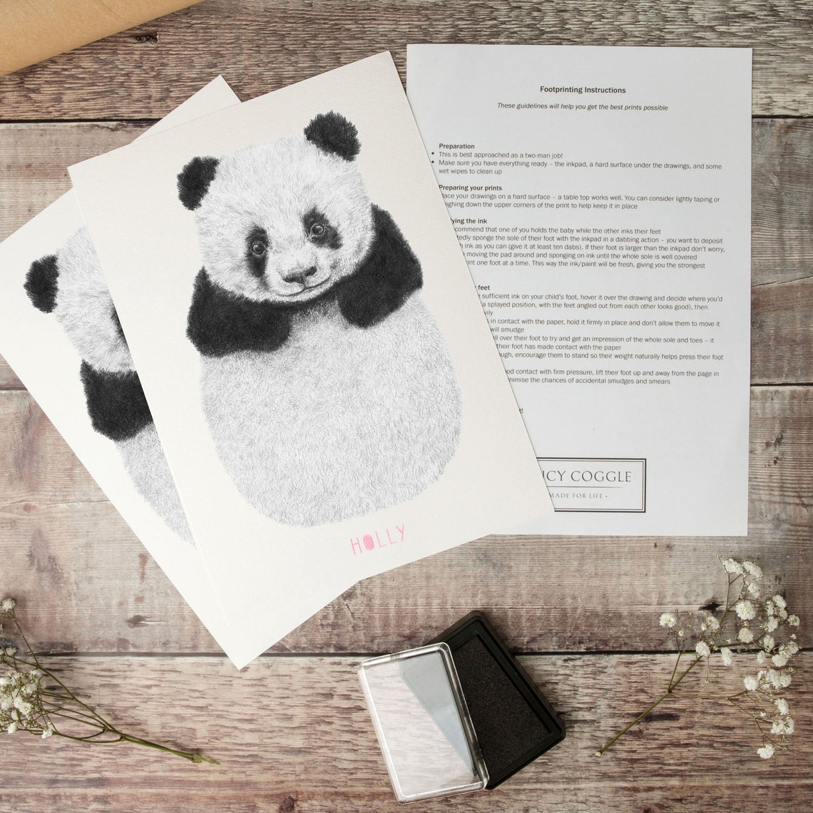 Personalised Baby & Child Panda Footprint Kit Baby Shower - Etsy UK