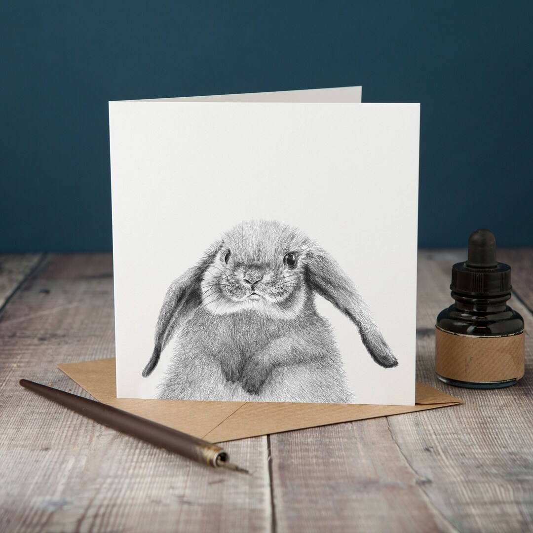 Peeping Rabbit Card, Blank Greetings Card With Peeping Bunny From a ...