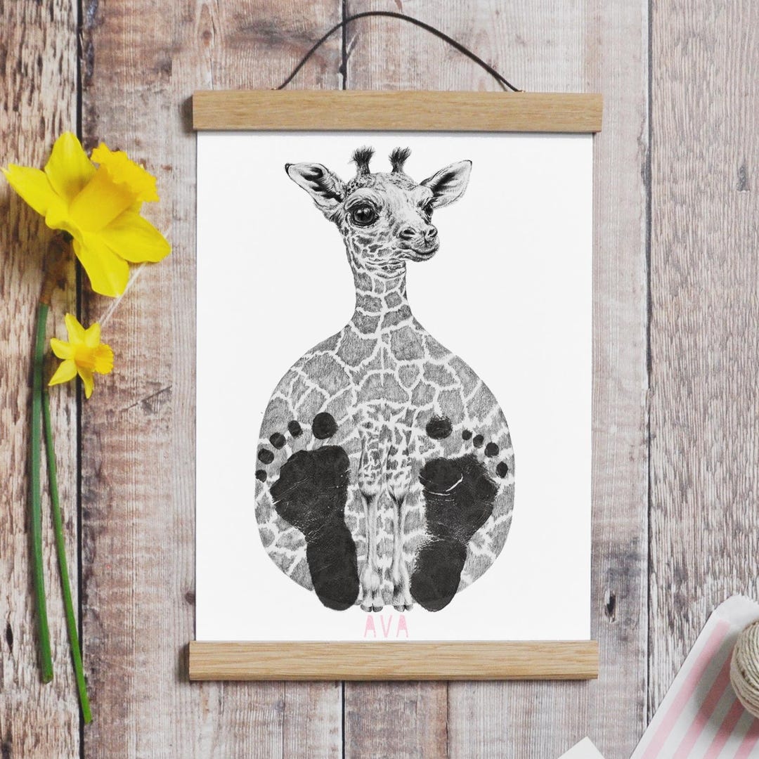 Personalised Baby Giraffe Footprint Kit - Etsy