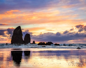 Beach Waterfall Photo Short Sands Beach Oregon | Etsy