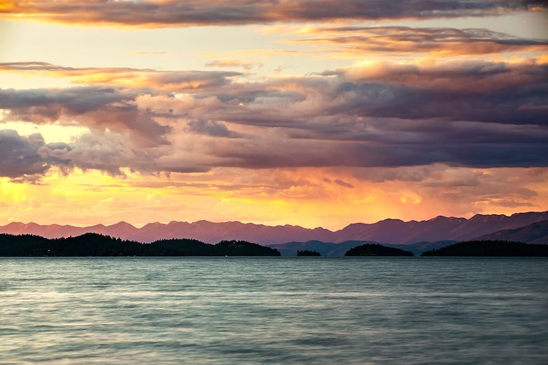Flathead Lake Photo Flathead Sunset Views Polson Mt Etsy