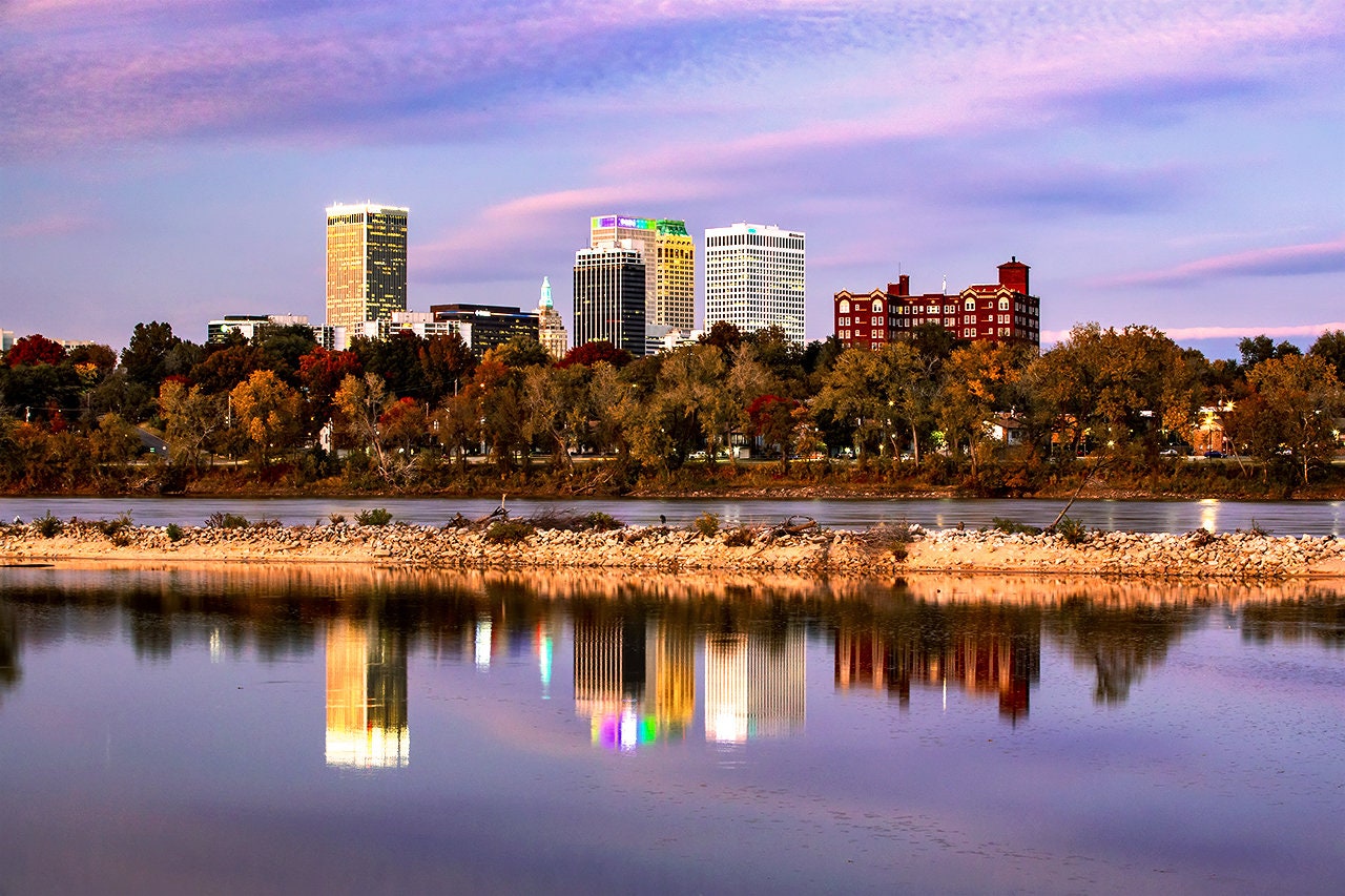 Tulsa Skyline Photo Tulsa Across the River Tulsa Oklahoma | Etsy
