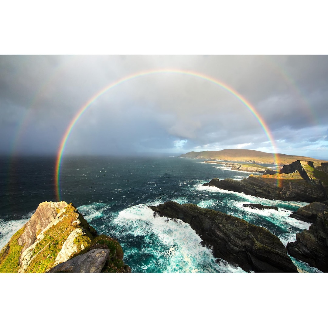 Ring of Kerry Print, Double Rainbow Photo, Kerry Cliffs Coastal Home ...