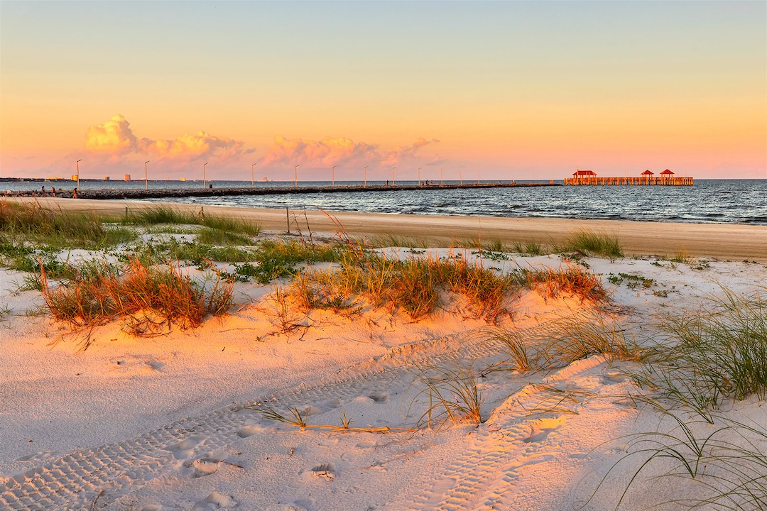 Gulfport Mississippi Print, Moses Pier Dunes Sunset, Gulfport ...