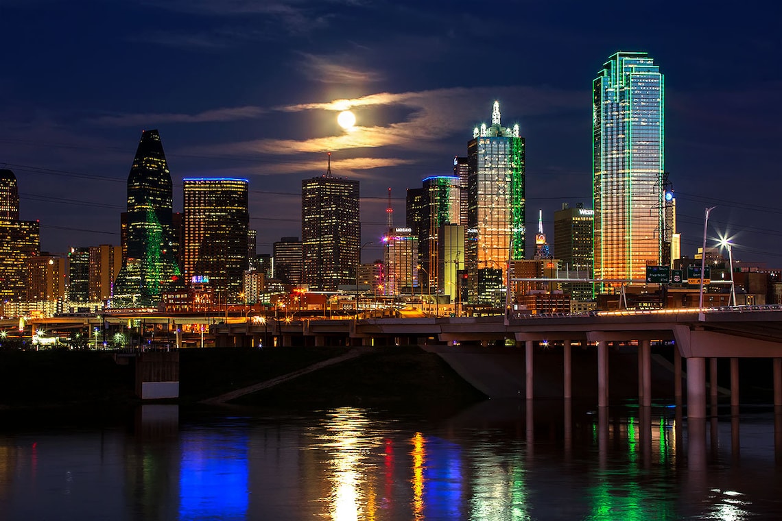 Dallas Skyline Photo | "dallas Skyline Moonrise" | Dallas Photography ...