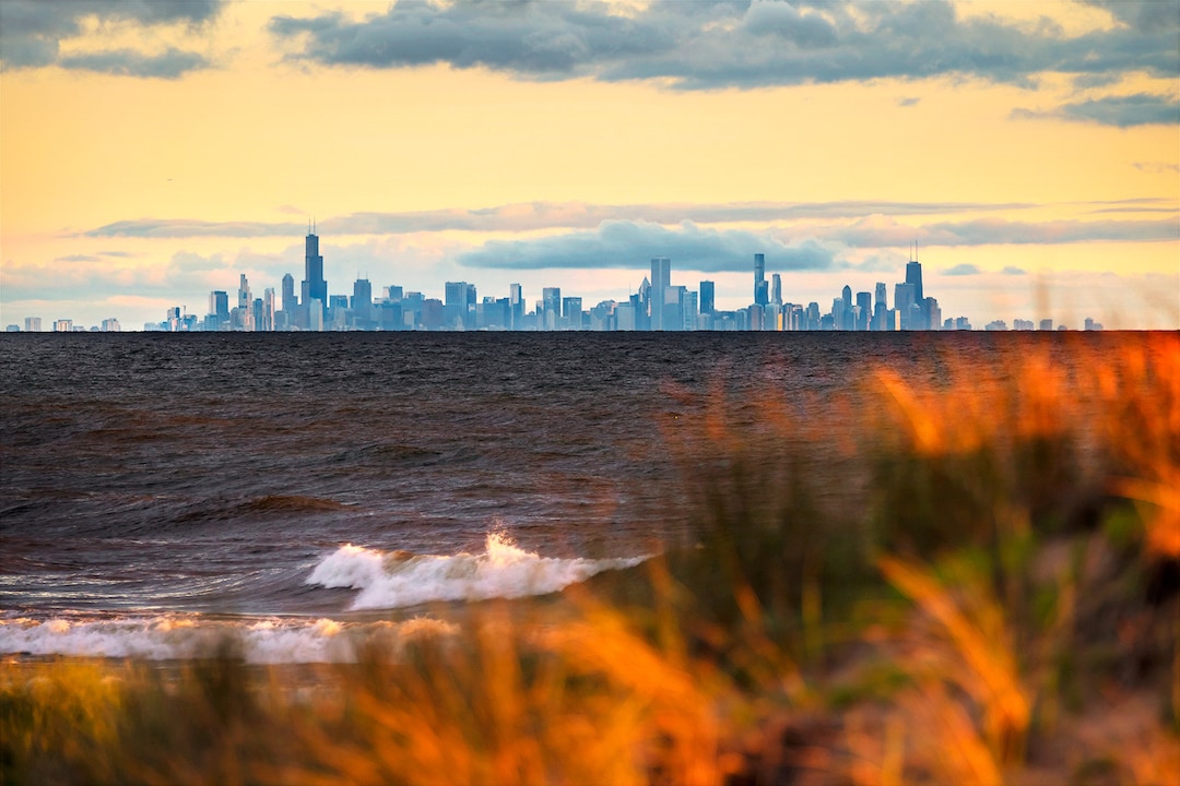 Chicago Print, Chicago Skyline From Indiana Dunes, Chicago Illinois ...