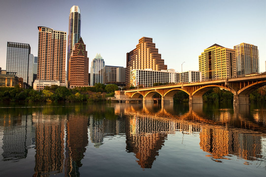 Austin Skyline Print | Along the Riverfront | Austin Texas Wall Art ...