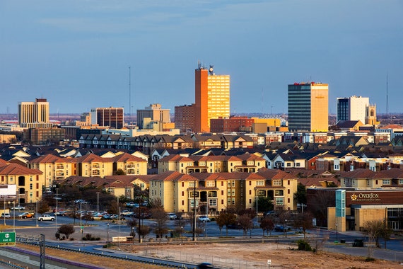 Lubbock Skyline Print Downtown Lubbock View Lubbock Texas - Etsy