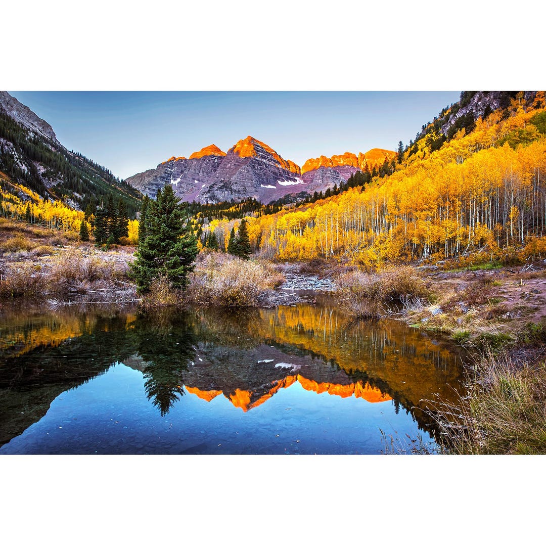 Aspen Photography, Maroon Bells Autumn Morning View, Colorado Fall ...
