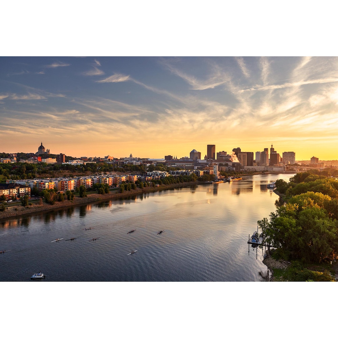 St. Paul Print, Morning St Paul Skyline River View, St Paul High Bridge ...