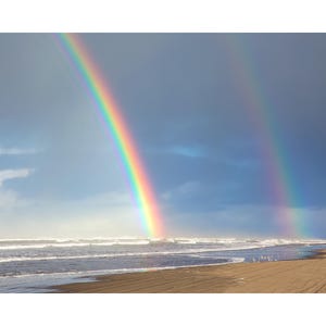 Double Rainbow Photo Print, Double Rainbow Shores, Inspirational Wall ...