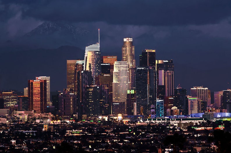 Los Angeles Photography LA Skyline Night Skyline Los | Etsy
