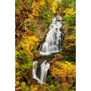 New Hampshire Waterfall Print, Crystal Cascades Autumn View, White ...