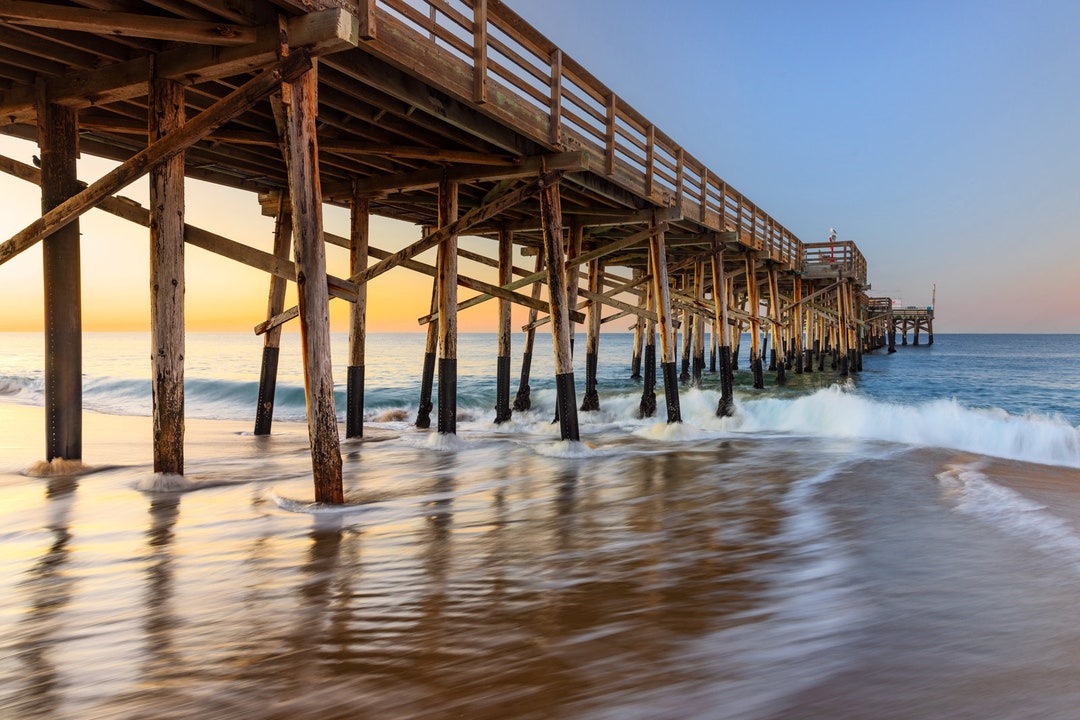 Newport Beach Balboa Pier Print, Balboa Pier Morning Waves, Southern ...