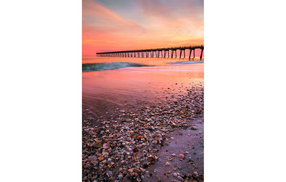 Pensacola Beach Print | "pensacola Pier Shells" | Pensacola Beach Pier ...