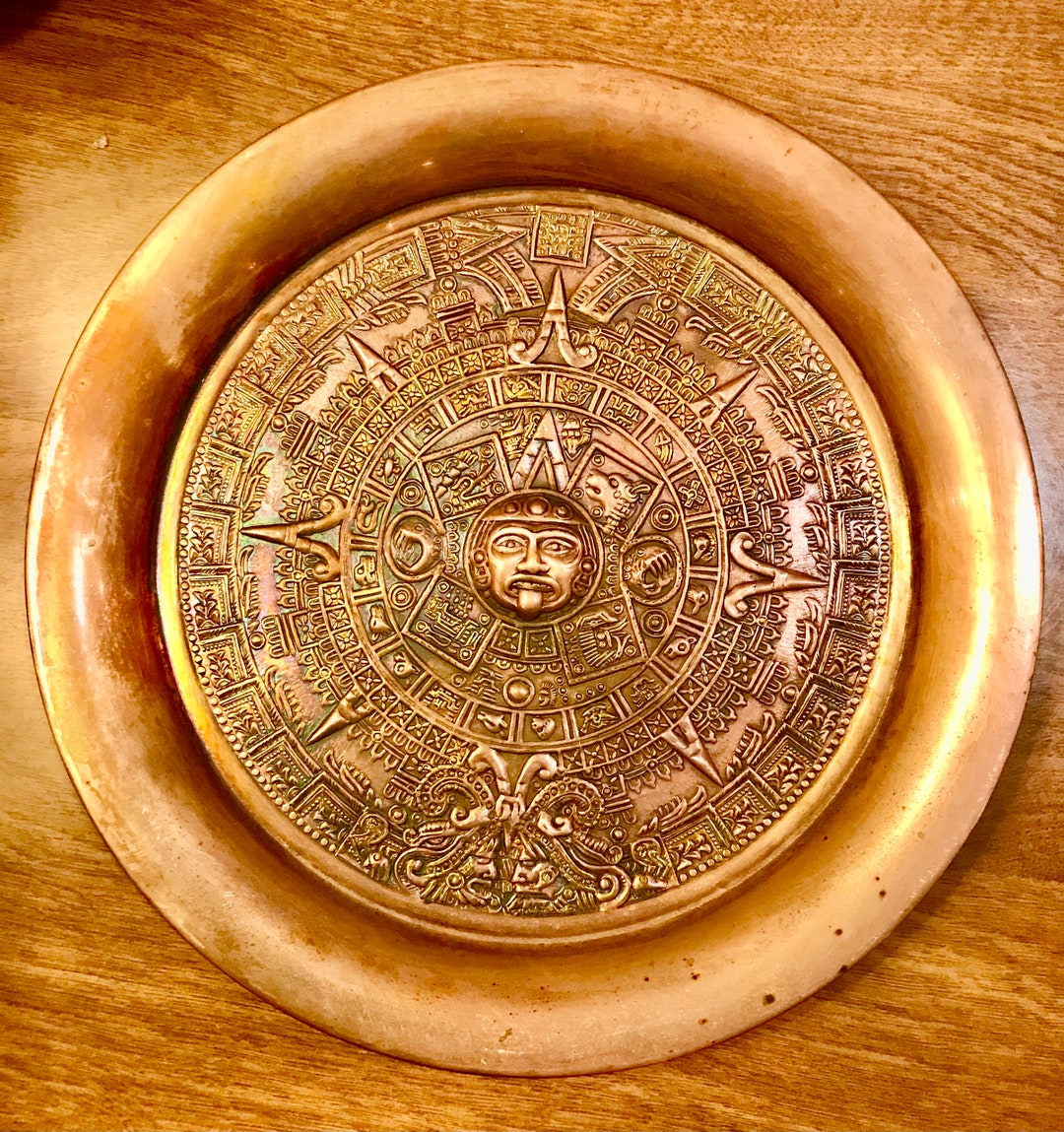 Vintage Copper Mayan/aztec Plate - Etsy