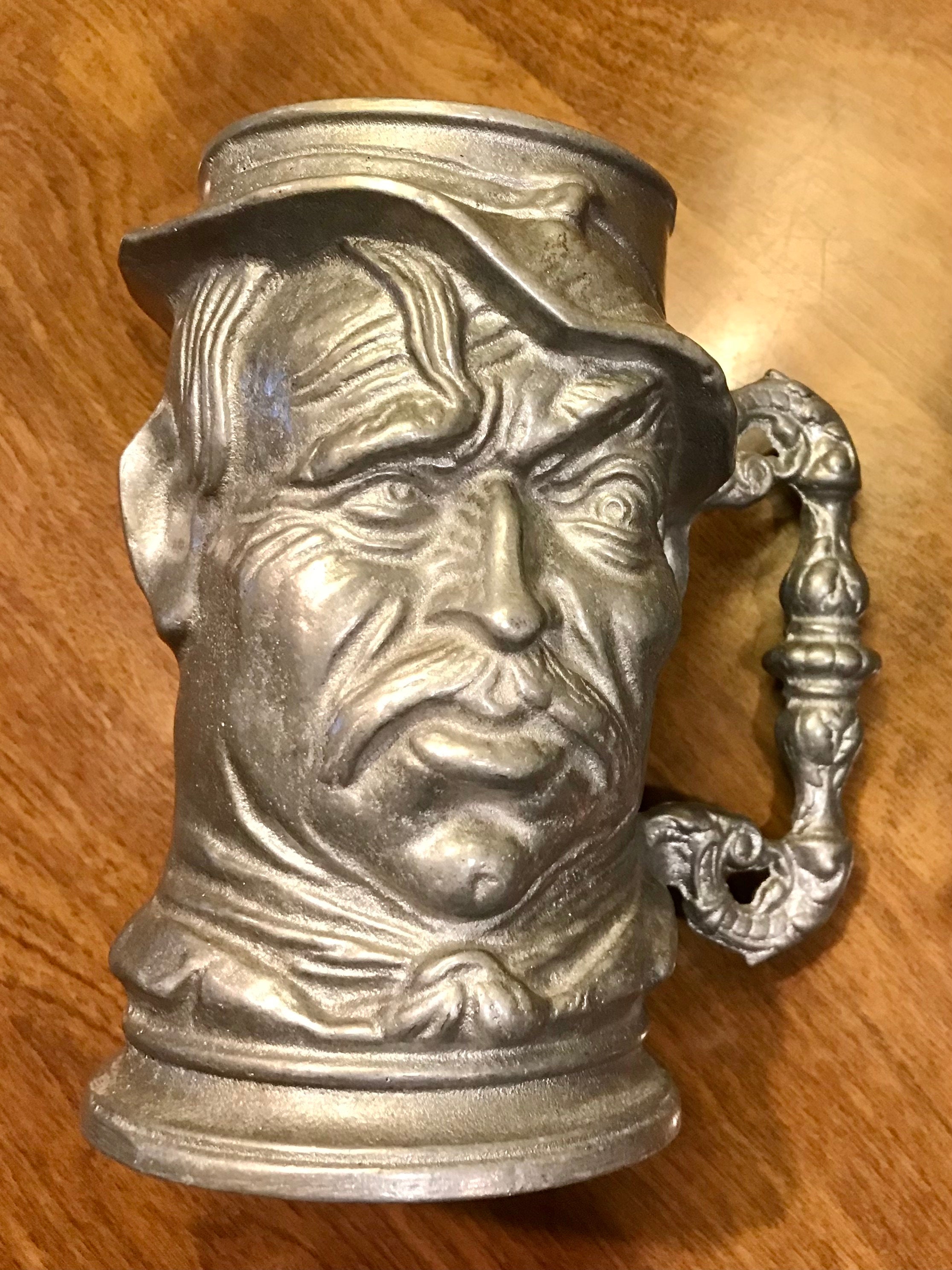 Two Vintage Pewter Toby Mugs/mid Century Tankard/pewter Barware - Etsy