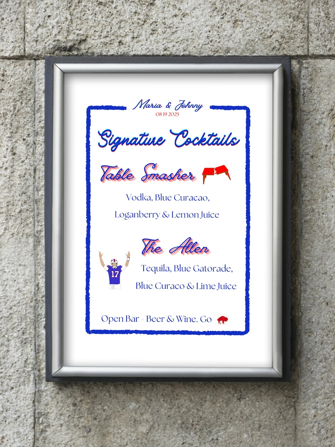 Signature Menu Customizable Template - Bills Themed. Digital Download ...