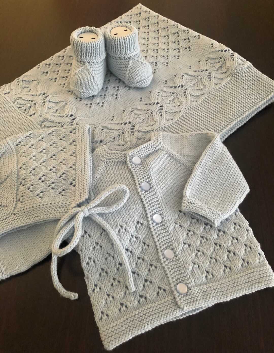 New Mommy Gift Set/ Baby Shower Gift Set/ Hand Knit Baby Set/ Knitted ...