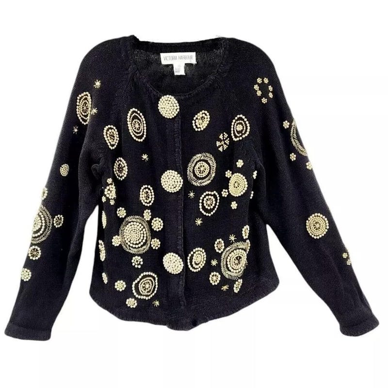 Black Beaded Sweater - Etsy