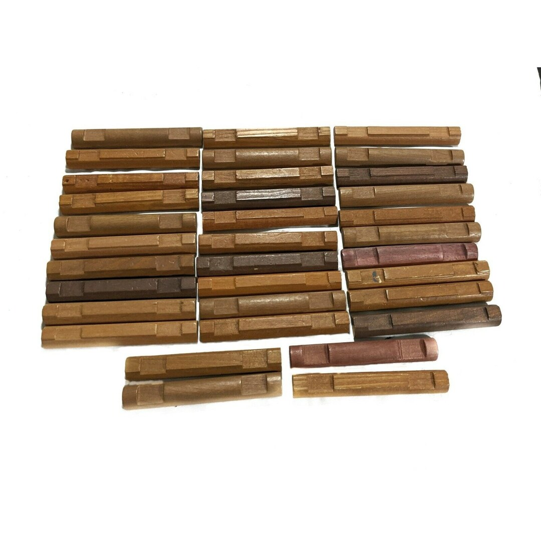 Wooden LINCOLN LOGS 4.5" Lot of 34 Half Round Logs 2 Notches One Side ...