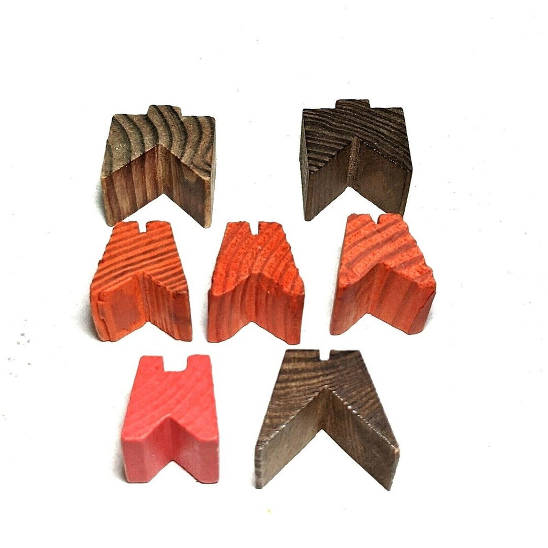 Wood Lincoln Logs Roof Sign Holders Specialty Building Pieces Red Brown ...