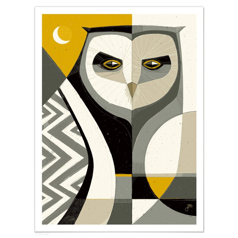 Modern Owl Art - Etsy