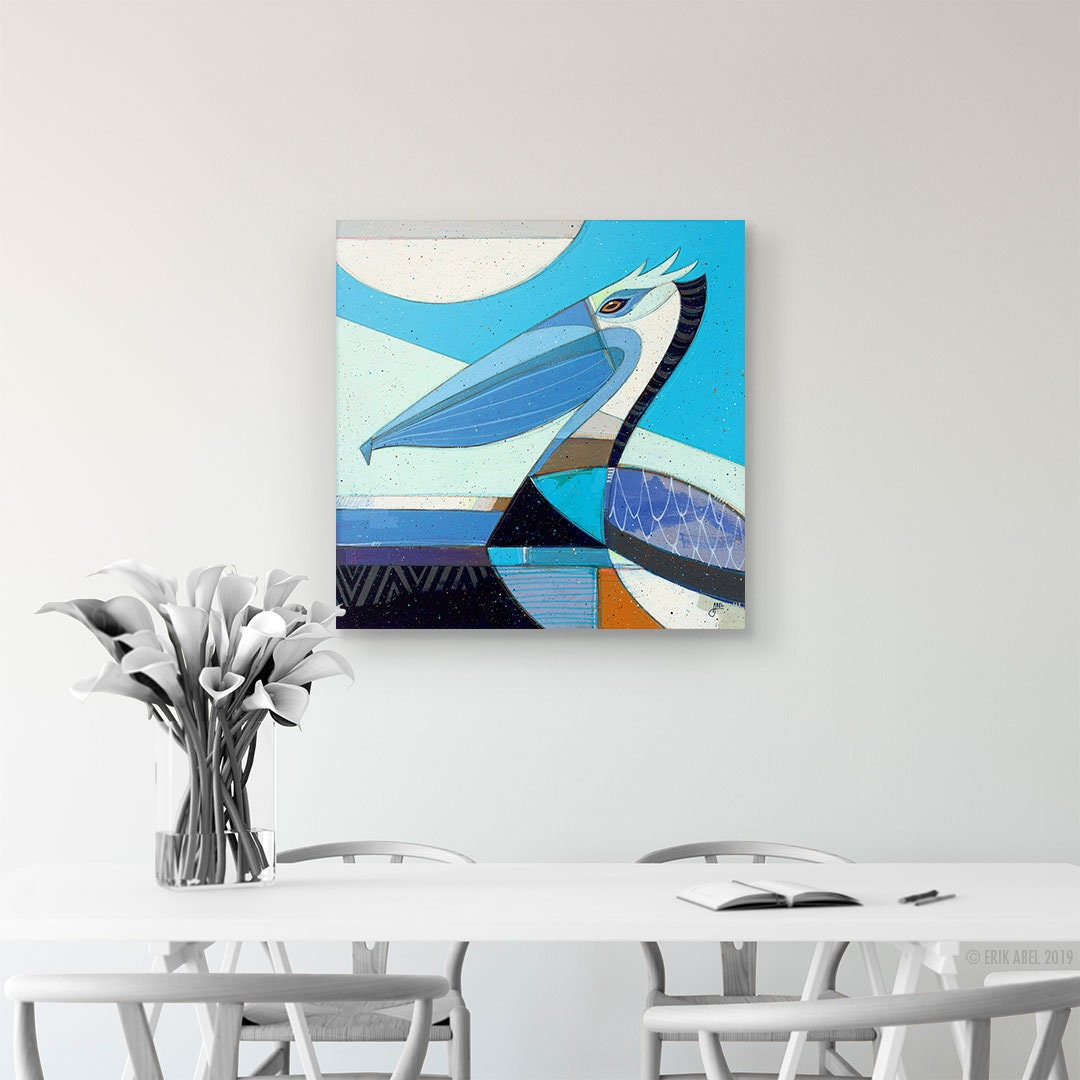 Pelicano 5 | Abstract Geometric Pelican Canvas Print, Pacific Northwest ...