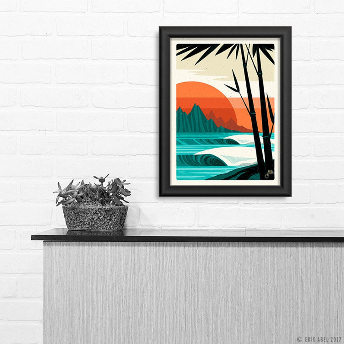 Bamboo Groove | Tropical Beach Scene, Modern Surf Art, Contemporary ...