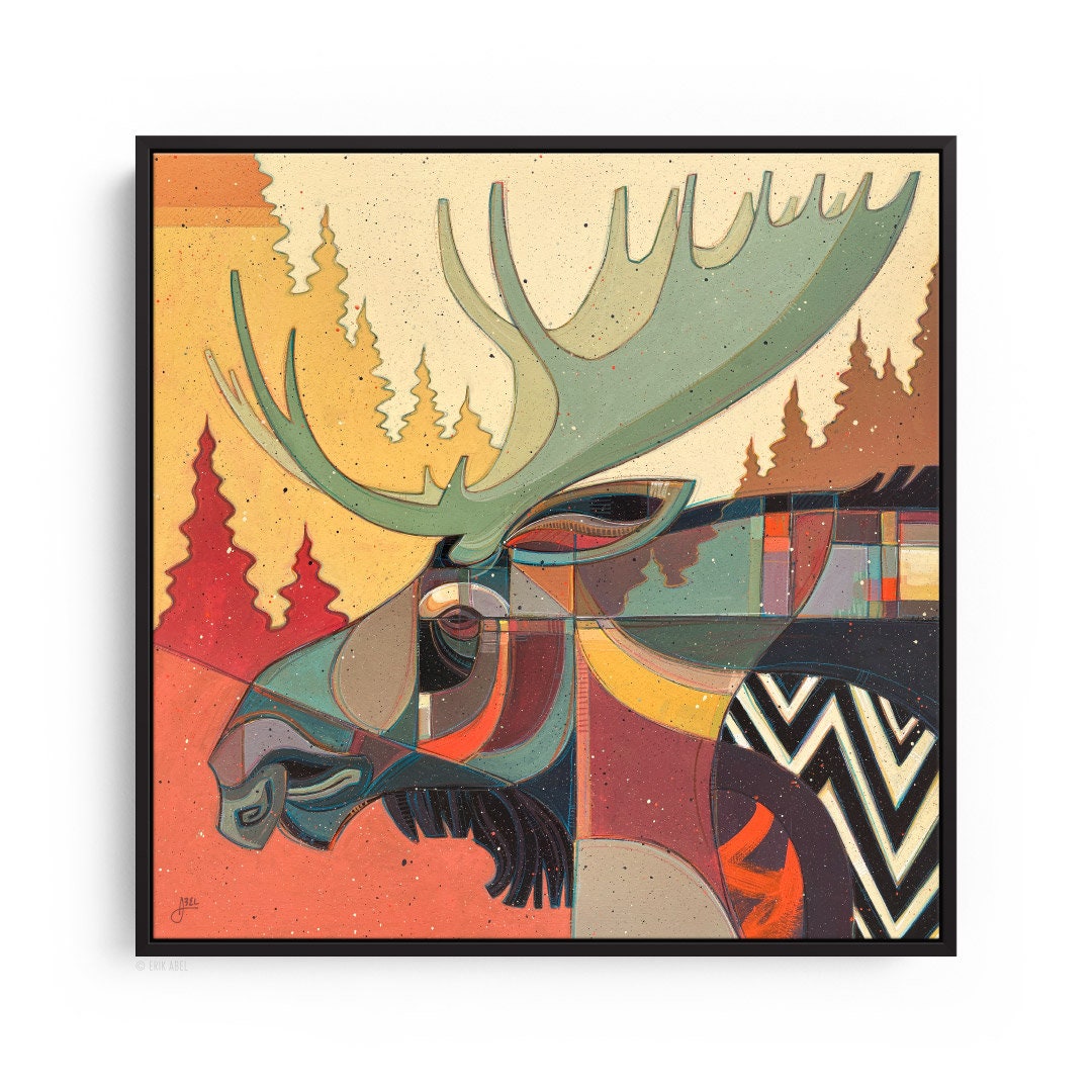 The Moose | Canvas Fine Art Print, Abstract Moose Art Print, Moose ...