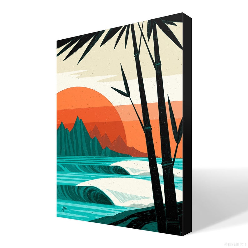 Bamboo Groove | Tropical Beach Scene, Modern Surf Art, Contemporary ...