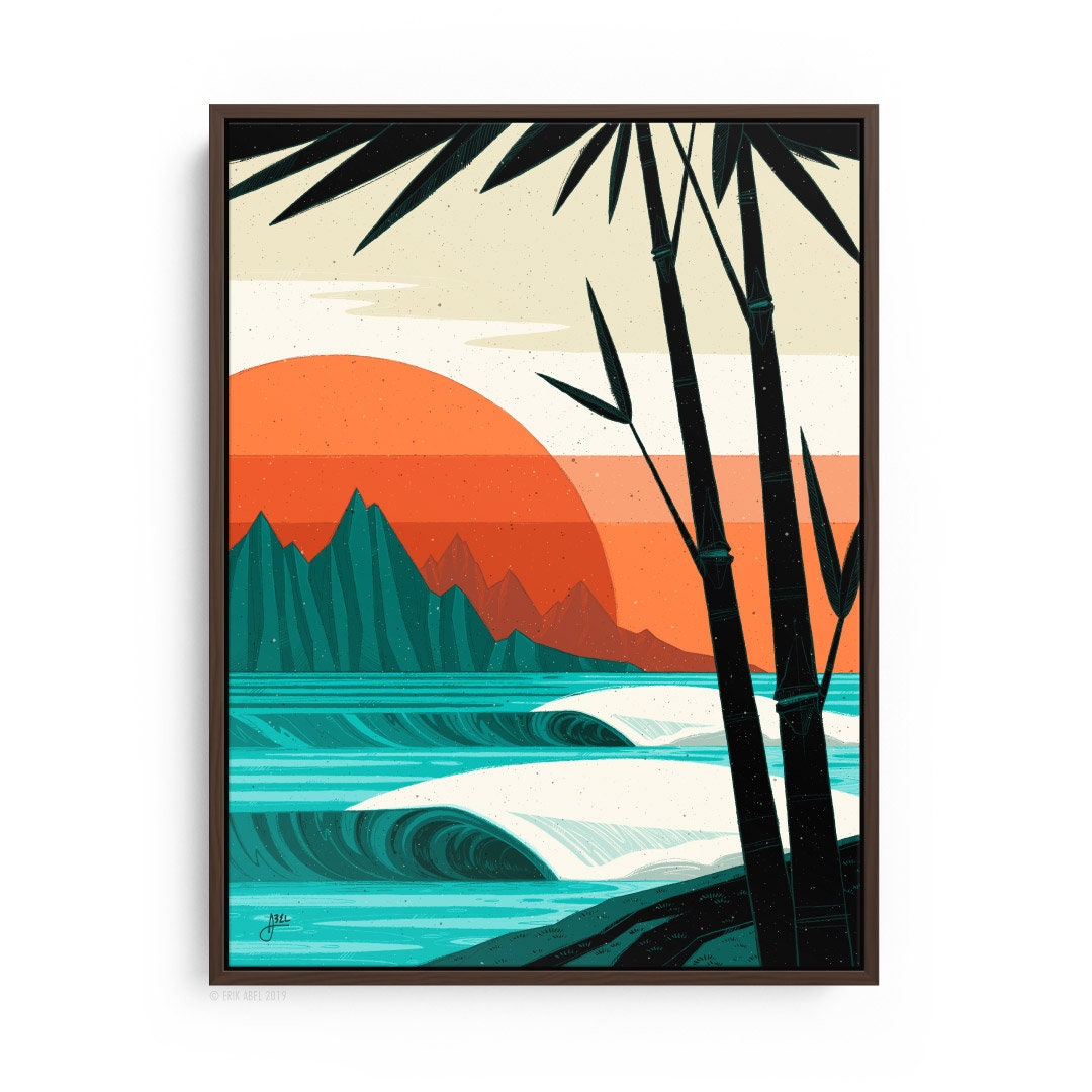 Bamboo Groove | Tropical Beach Scene, Modern Surf Art, Contemporary ...