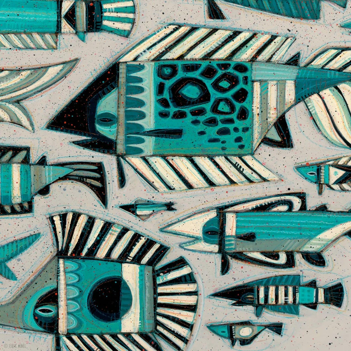 Bait Ball Paper Fine Art Print Abstract Fish Art Print | Etsy