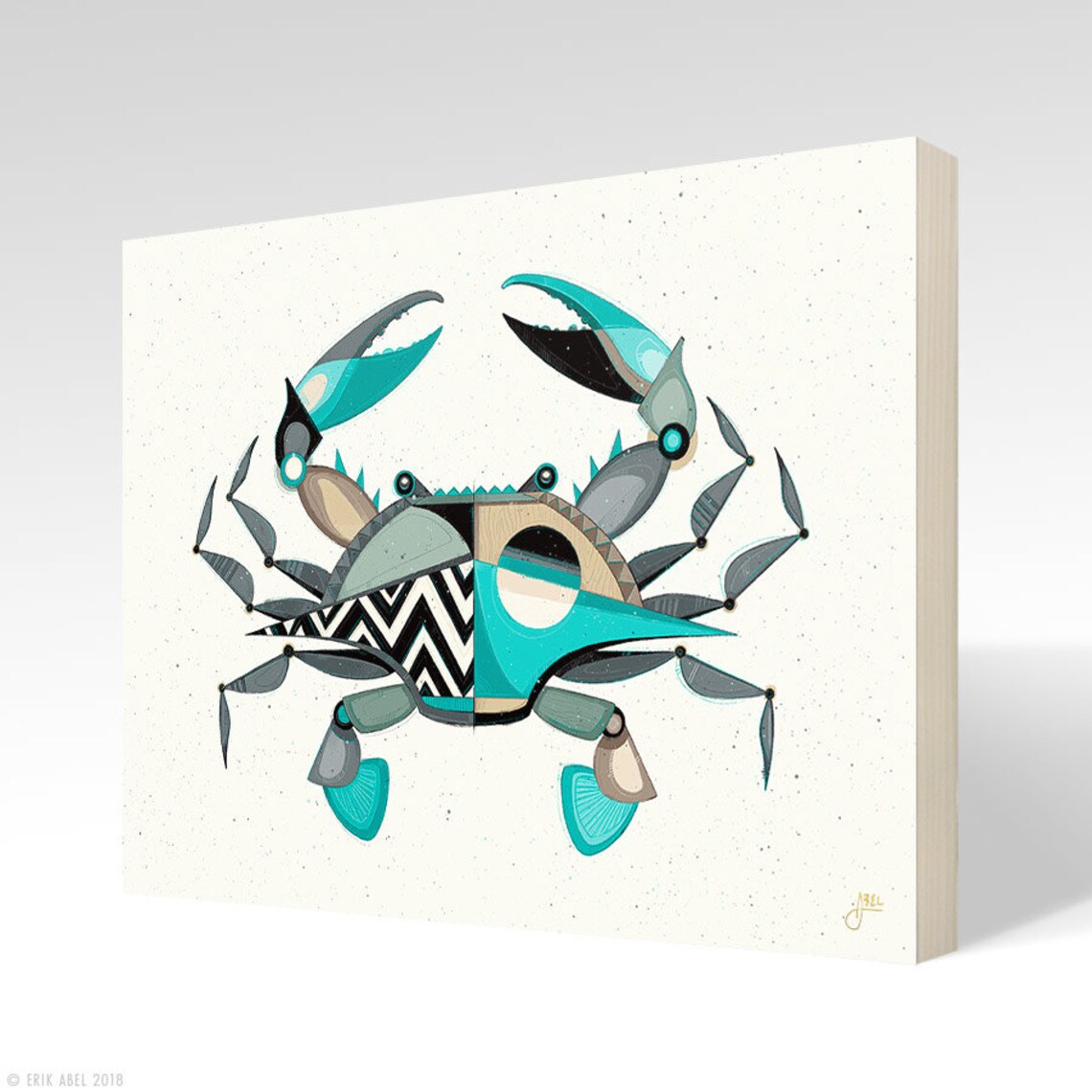Blue Crabby | Abstract Crab Canvas Print, Contemporary Ocean Fine Art ...