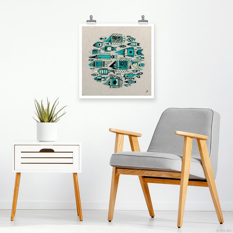 Bait Ball Paper Fine Art Print Abstract Fish Art Print | Etsy