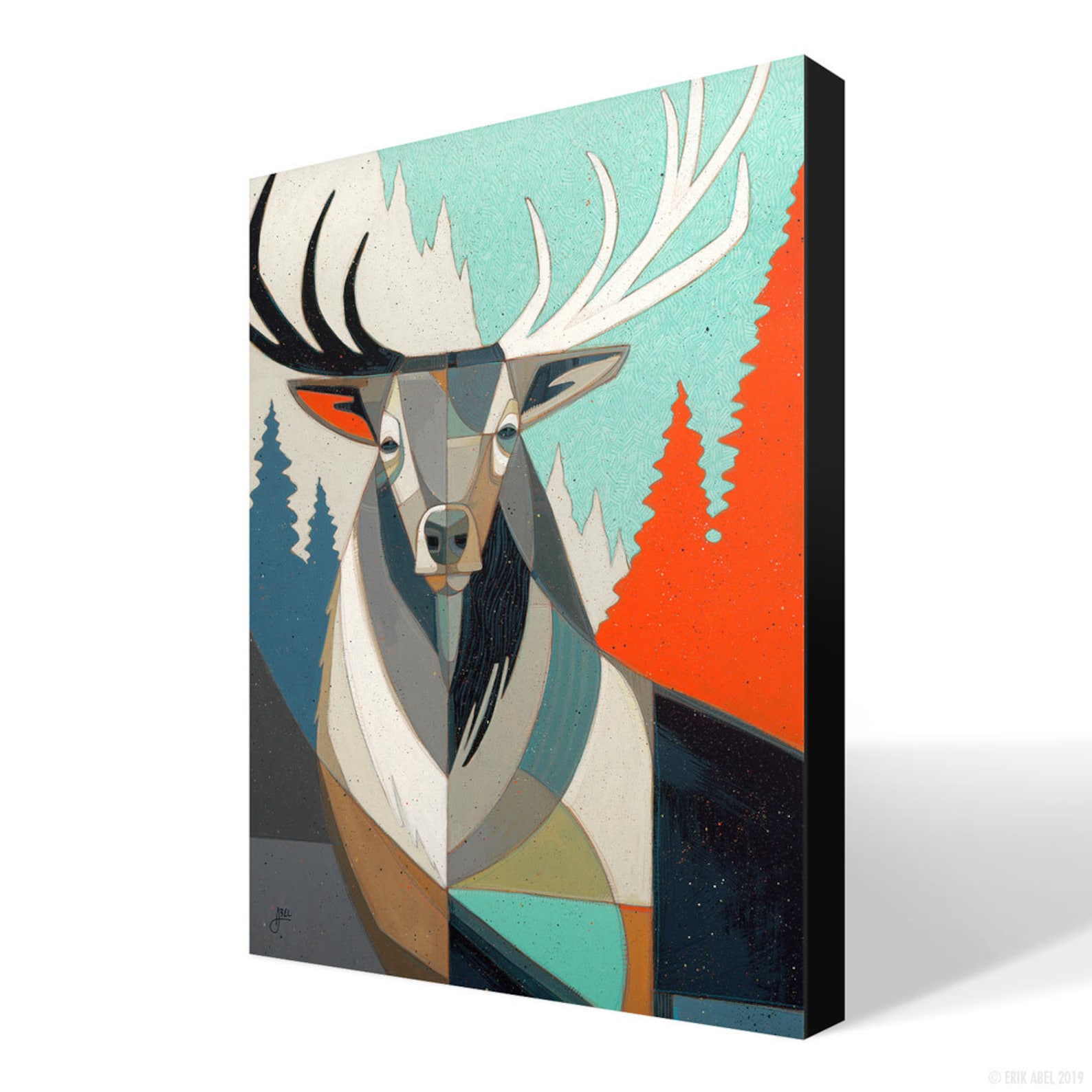 Wapiti | Canvas Fine Art Print, Abstract Elk Art Print, Elk, Modern ...