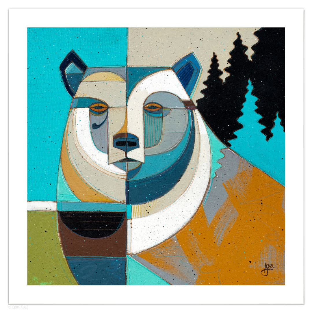 Yogi 3 | Contemporary Modern Bear Print, Abstract Bear Square Paper ...