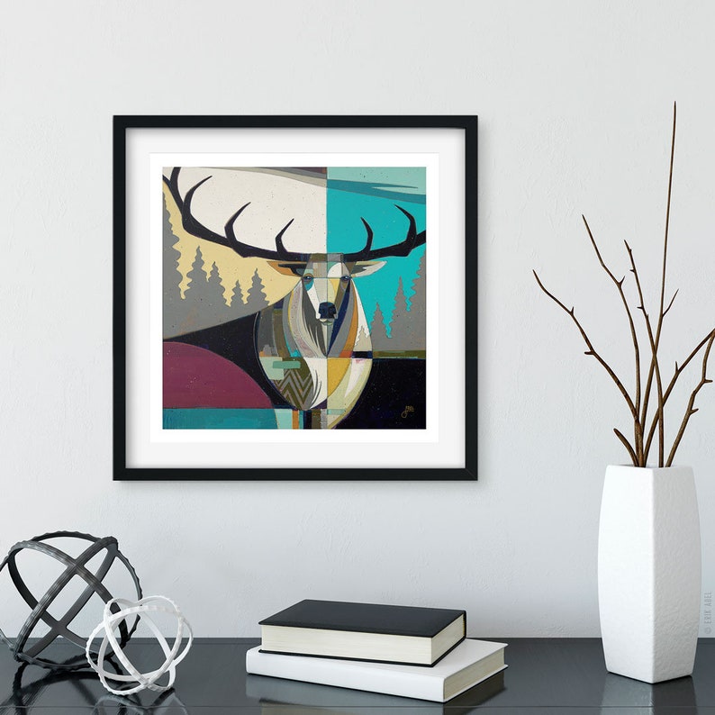 Wapiti 2 | Contemporary Modern Elk Print, Abstract Elk Square Paper ...