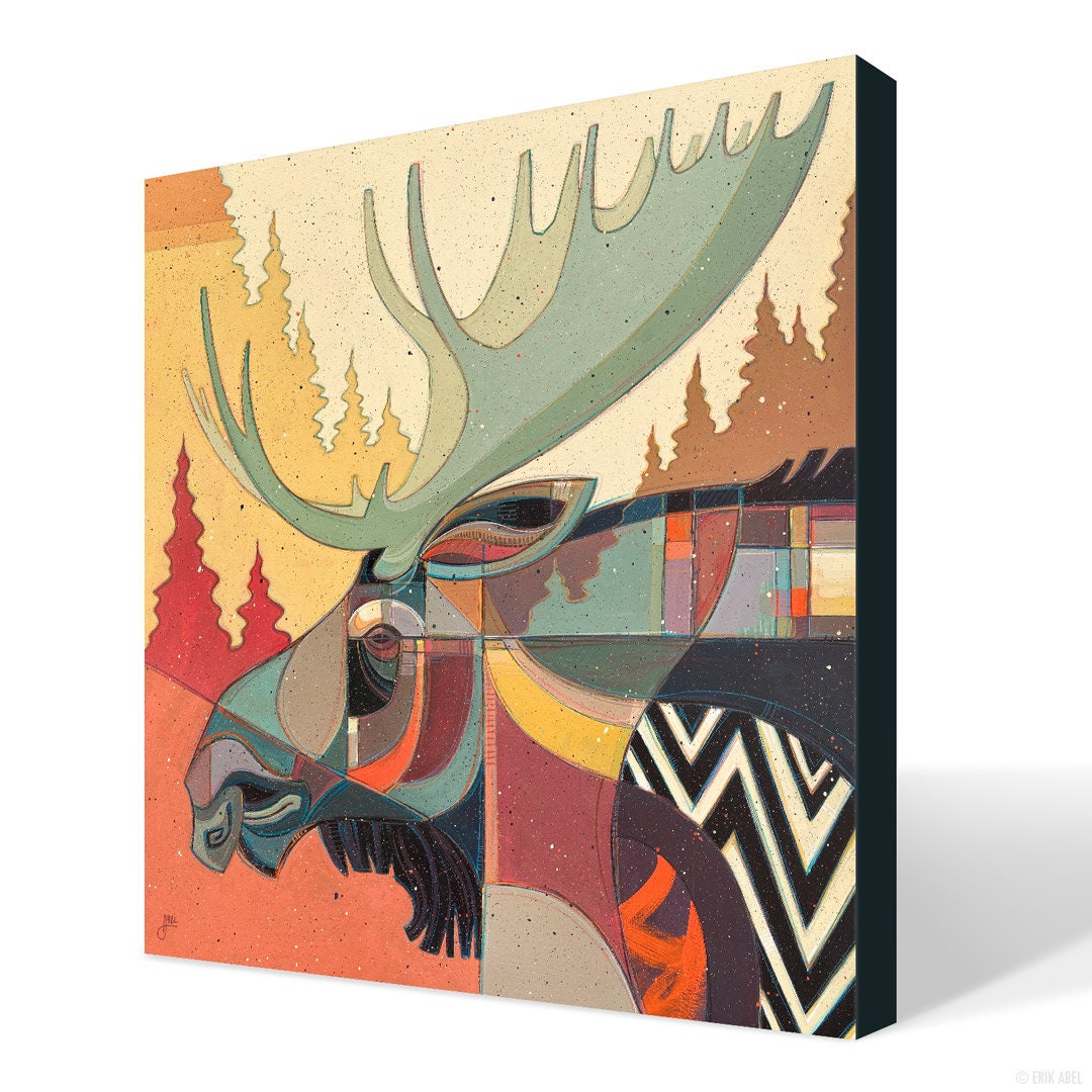The Moose Canvas Fine Art Print Abstract Moose Art Print | Etsy