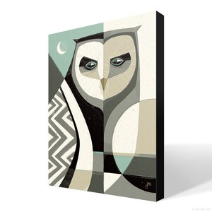 Who? Blue | Contemporary Modern Owl Print in Blue and Gray, Abstract ...