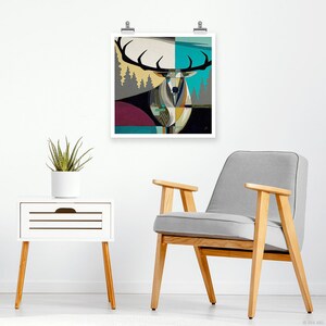 Wapiti 2 | Contemporary Modern Elk Print, Abstract Elk Square Paper ...