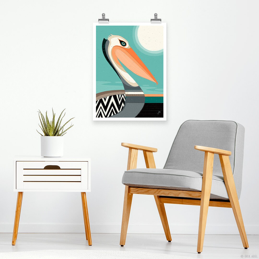 Pelicanidae | Contemporary Modern Pelican Print, Abstract Pelican Paper ...