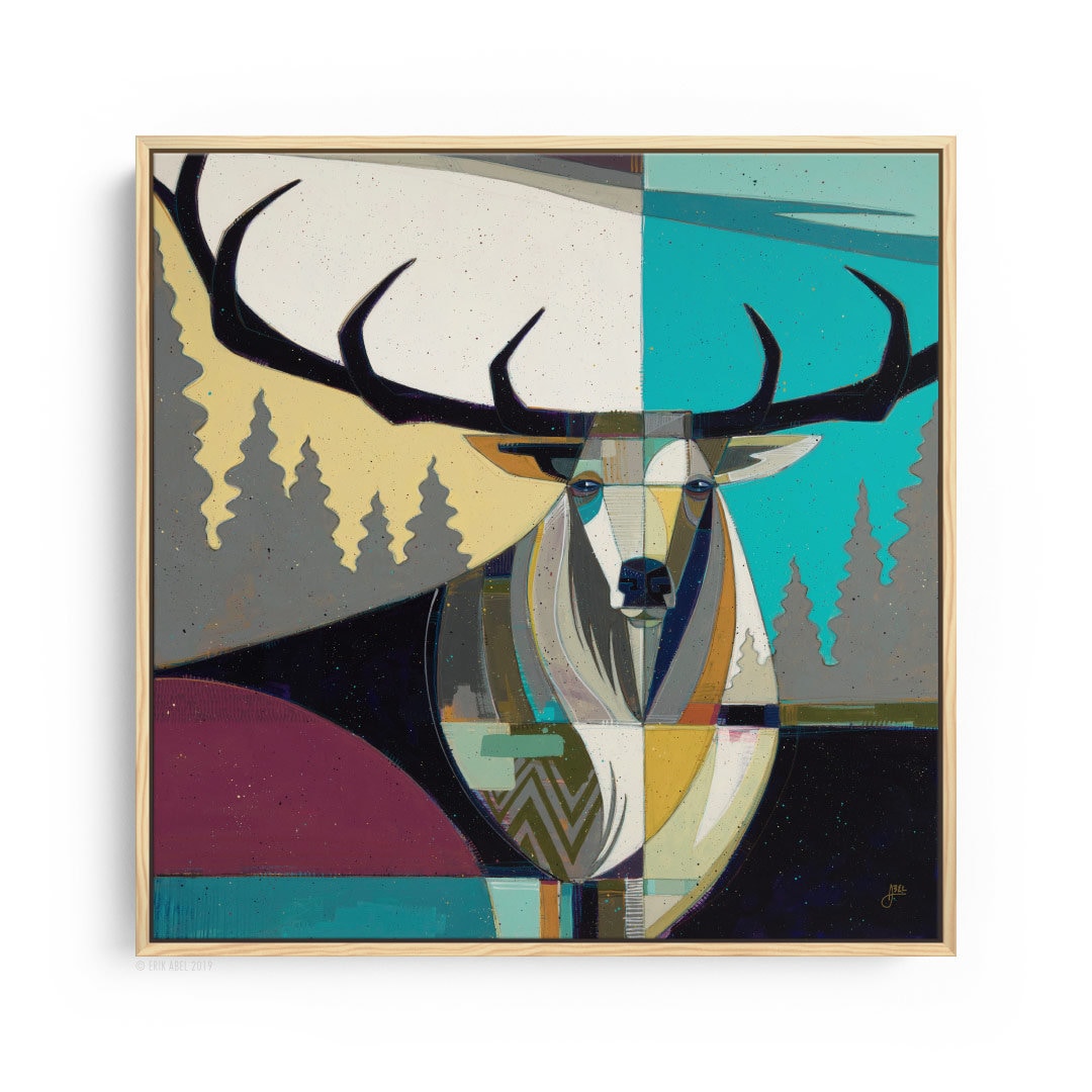 Wapiti 2 Abstract Geometric Elk Canvas Print Pacific | Etsy