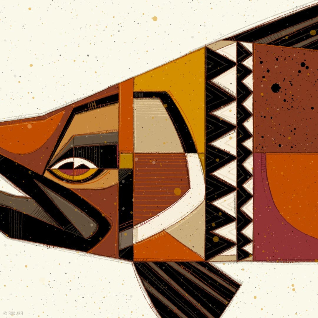 Chinook | Salmon Canvas Print, Contemporary Salmon Print, Modern Salmon ...