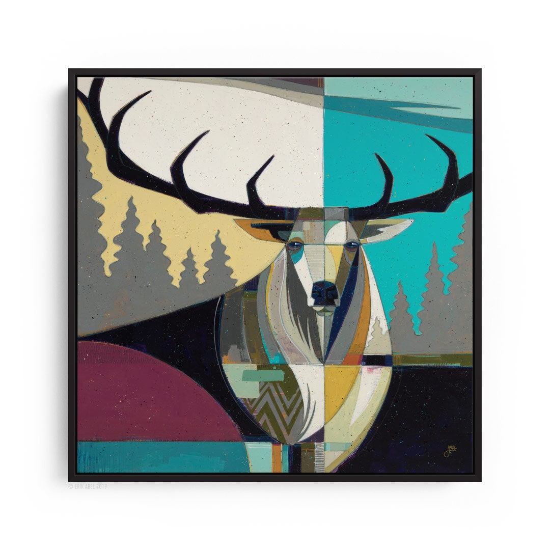 Wapiti 2 | Abstract Geometric Elk Canvas Print, Pacific Northwest ...
