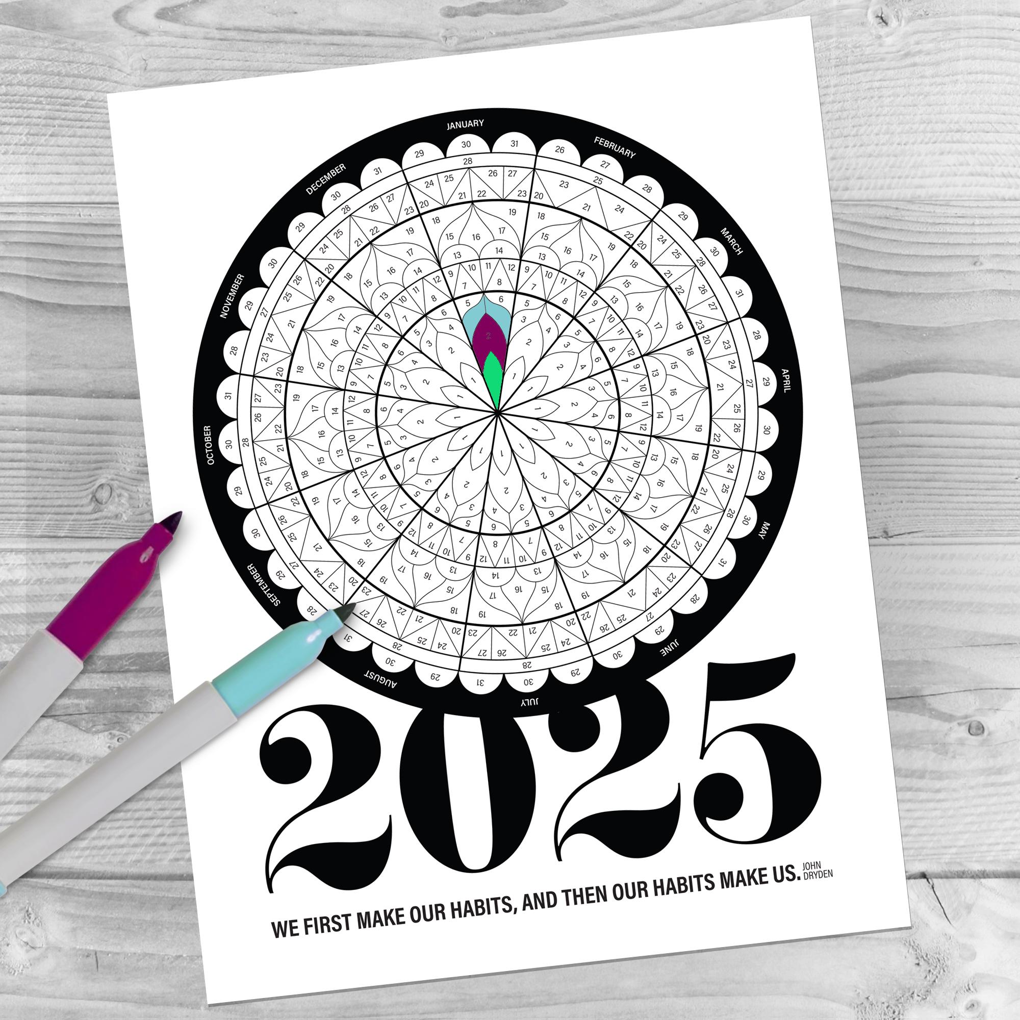 Printable 2025 Daily Habit Tracker Accountability Tracker 2025 Mandala ...